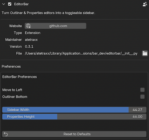 EditorBar — Blender Extensions